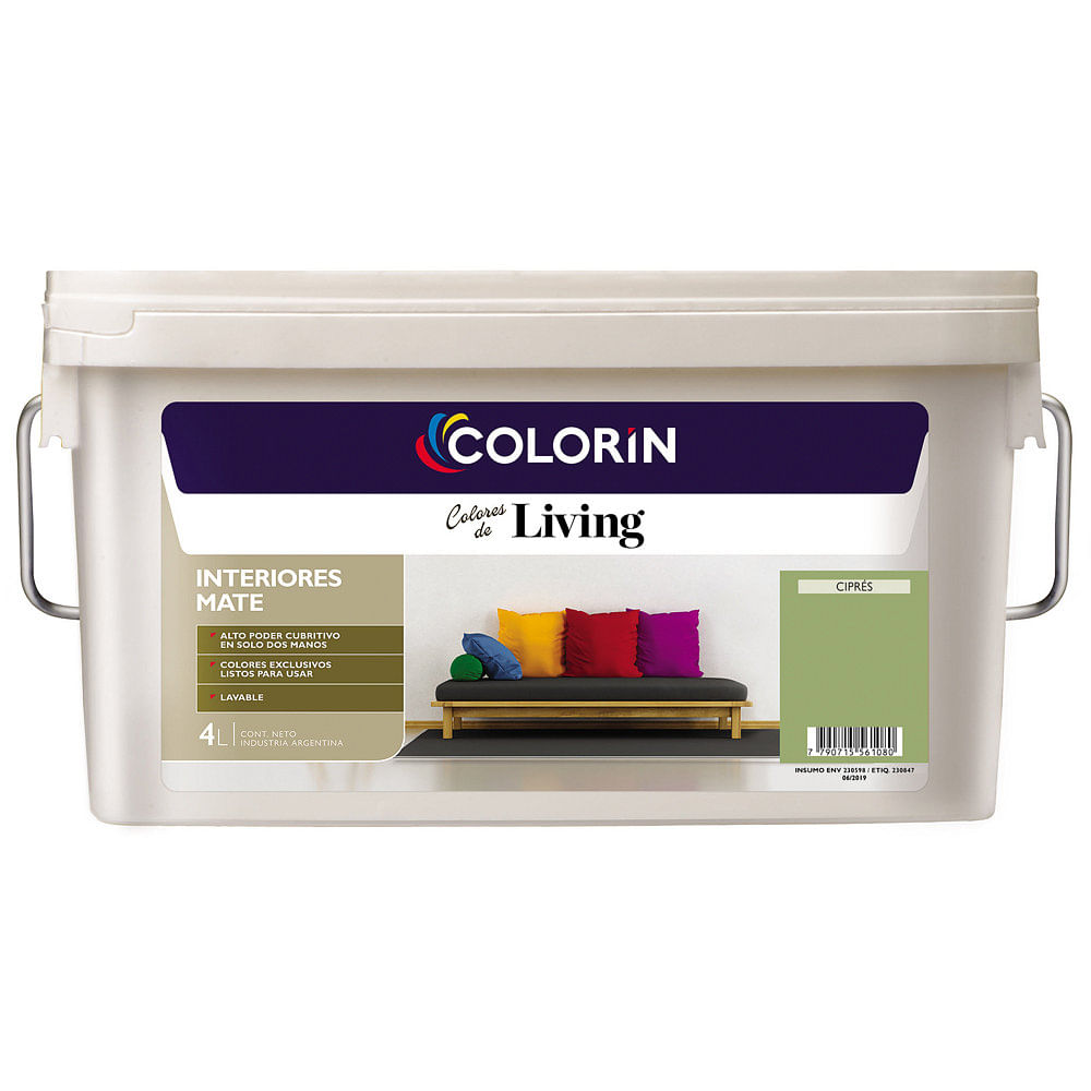 Pintura Látex Interior Verde Ciprés Mate 4 Lts Colorin - Easy