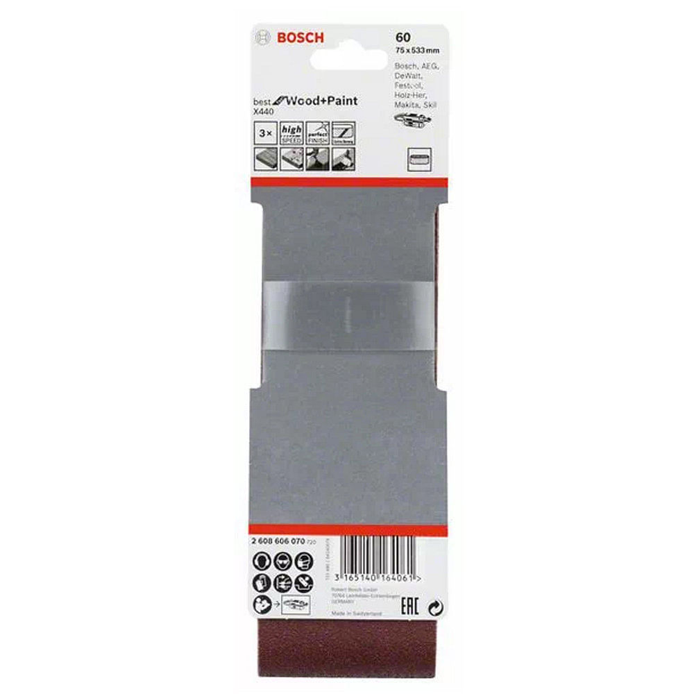 Set Lijas de Banda 75x533 Mm GR60 3 Un X440 Bosch - Easy