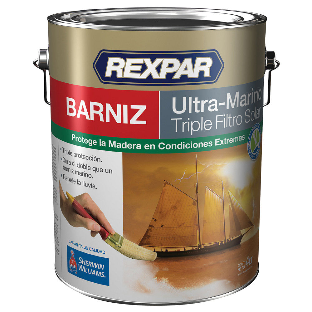 Barniz Marino Natural Brillante 4 Lts Triple Filtro Solar Rexpar - Easy