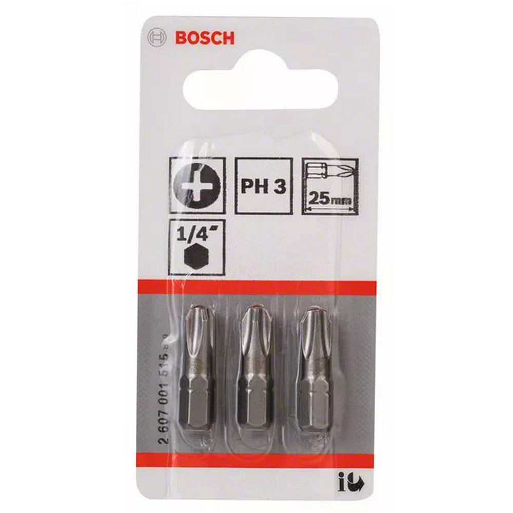 Punta Para Atornillar Phillips Plateado PH3, 25 Mm 3 Unidades Bosch - Easy