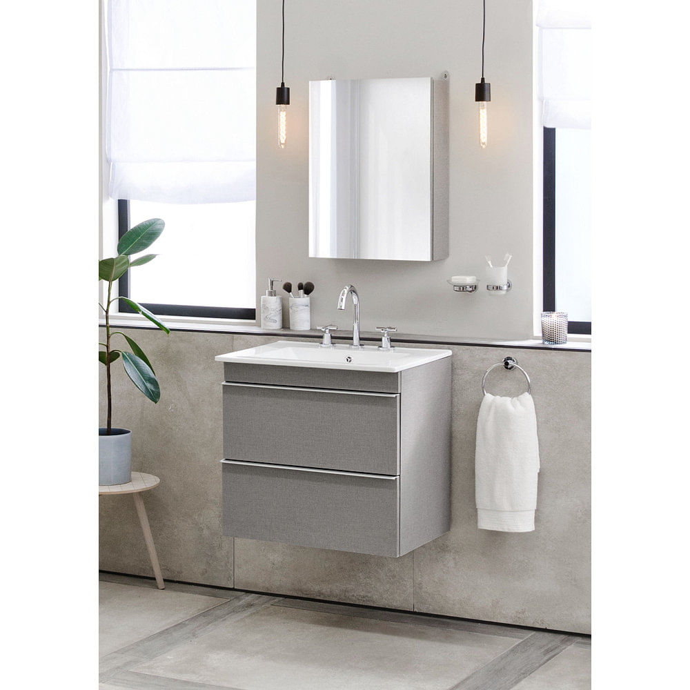 Vanitory Suspendido 60 Cm Melamina Gris ABC Muebles - Easy