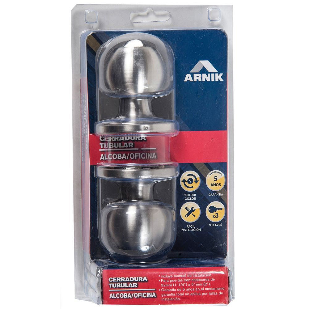 Cerradura Tubular Alcoba Zinc 7,2x13,5x25 Cm Satinado Arnik - Easy