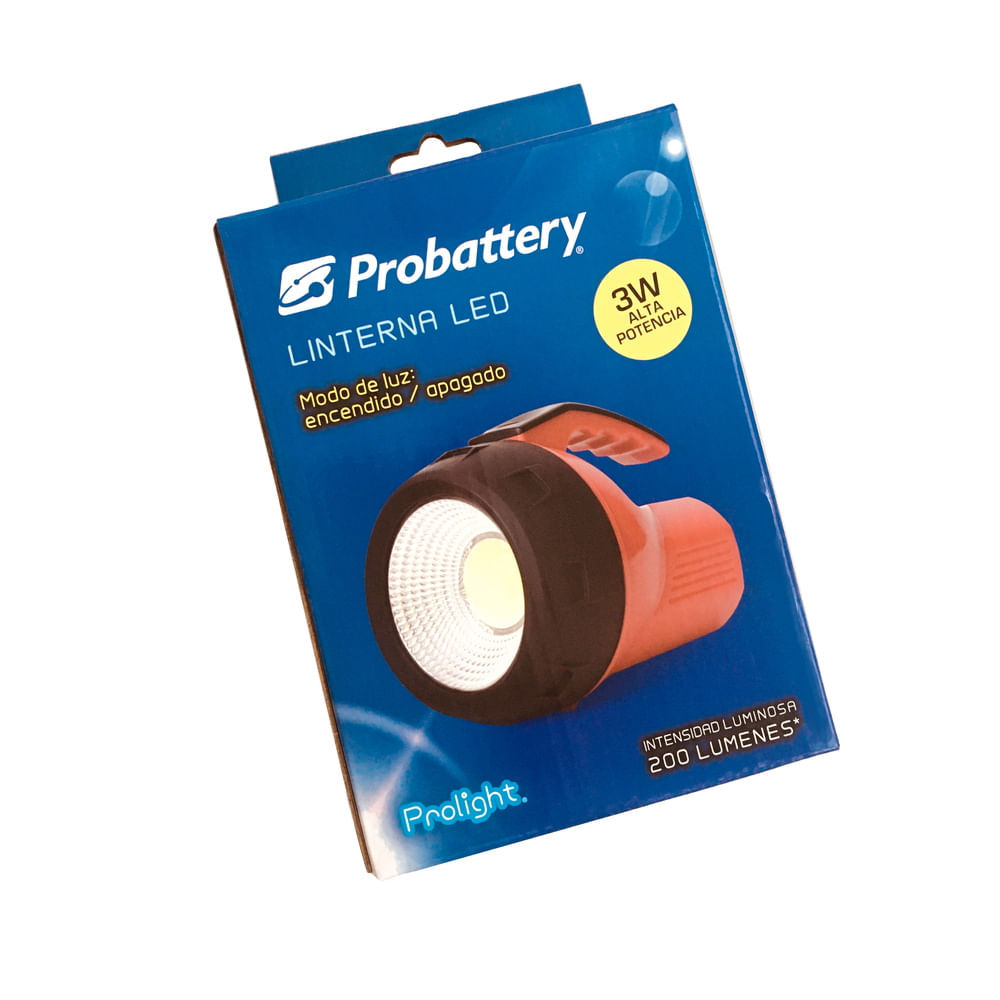 Linterna Led 3W 200 Lumens Naranja/Negro Probattery - Easy