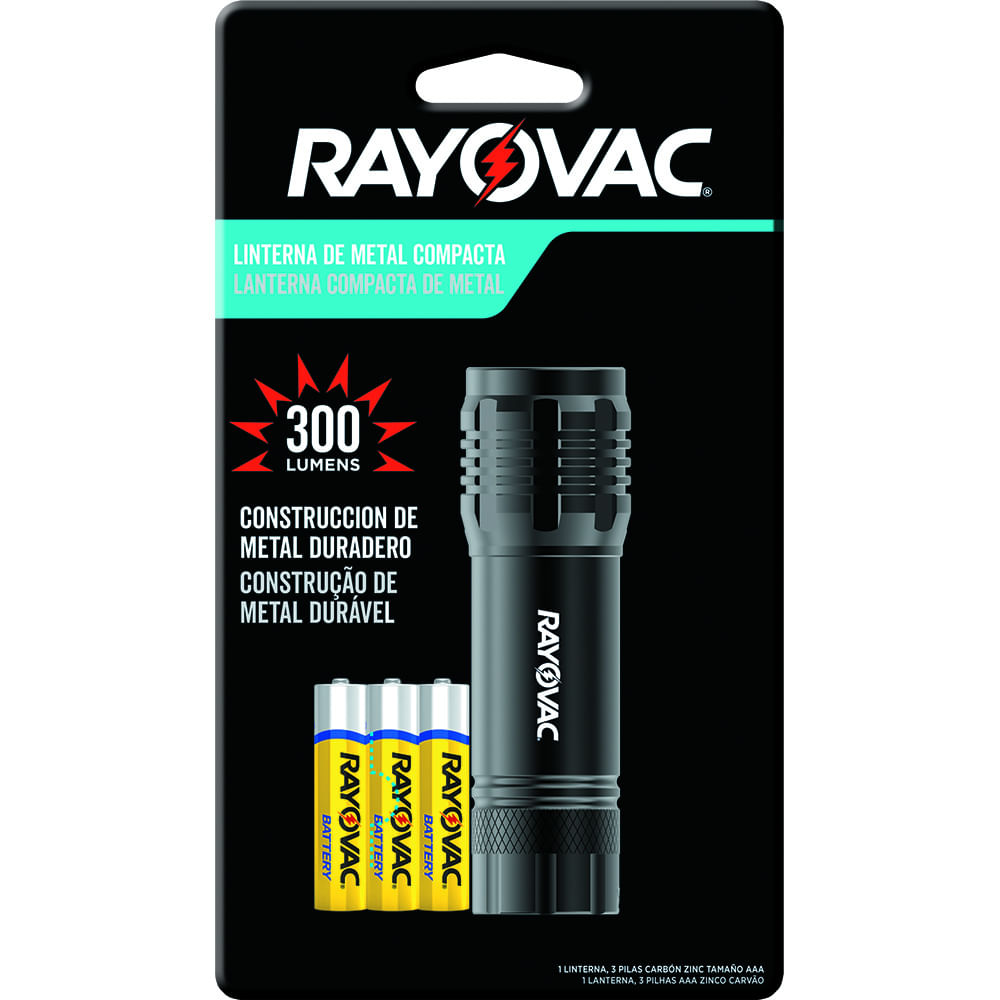 Linterna Metálica Led 300 Lúmenes Negro Rayovac - Easy