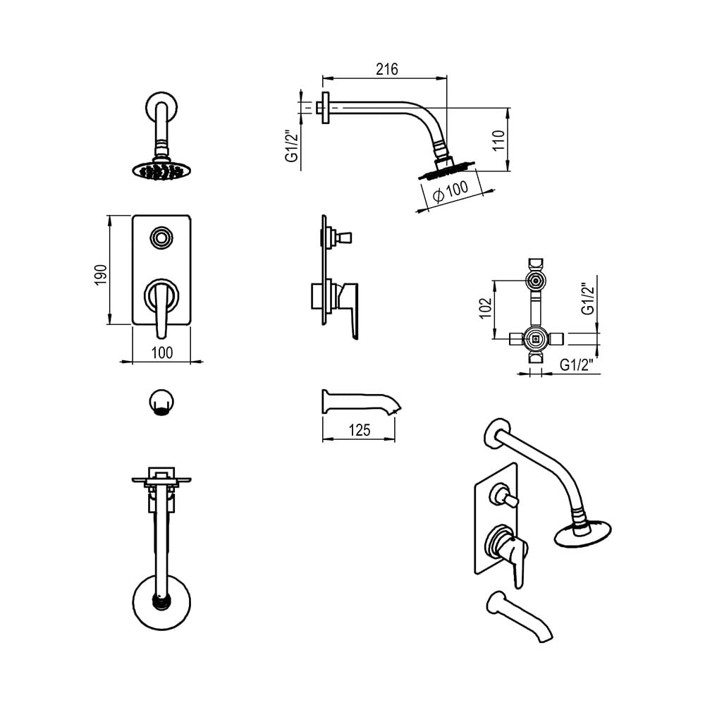 Ducha C/Transf Mono Flat Black 08413Neg - Easy