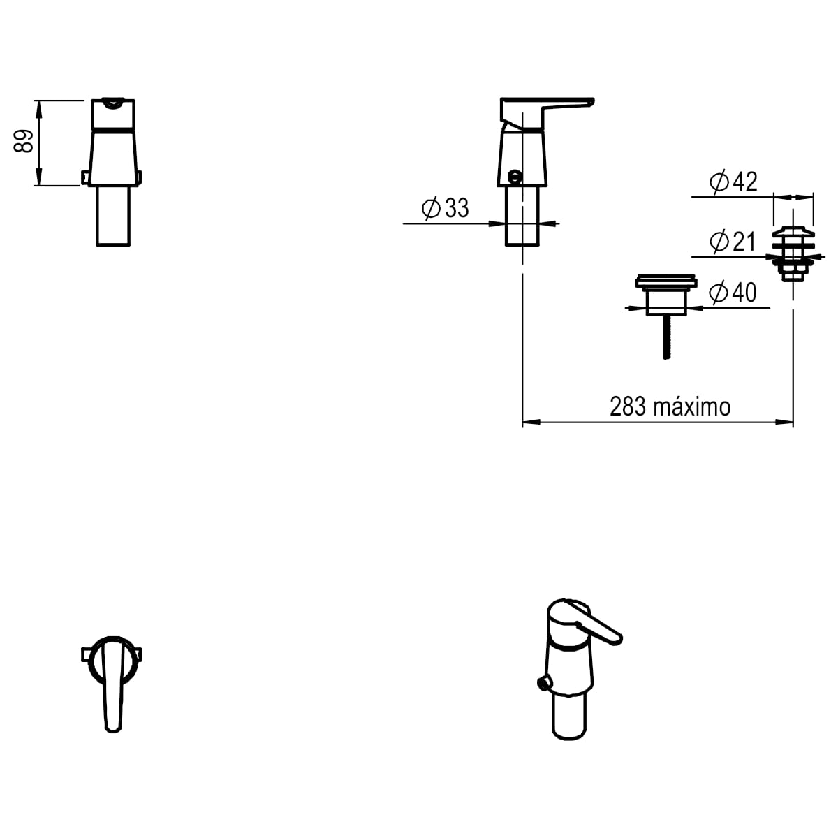 Grifería Para Bidet Con Transferencia Flat Black 8402 Hidromet - Easy