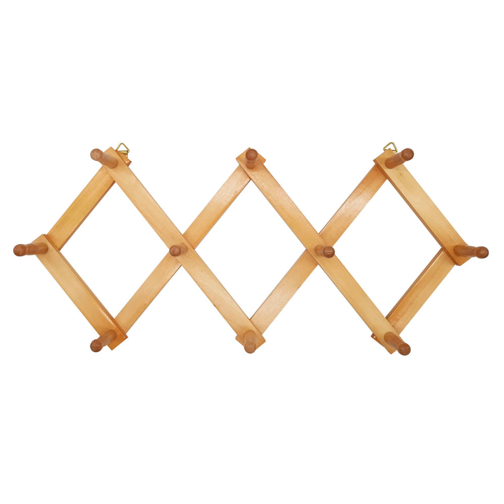 Perchero Plegable Extensible 10 Ganchos 25x65x8.5 Cm Madera Natural ...