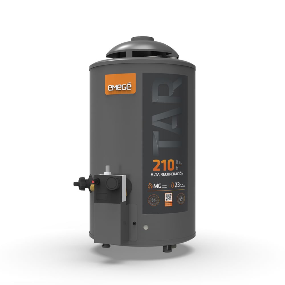 Termotanque a Gas 210 Lts 5600 Kcal/H Gris TAR 210 Emege - Easy