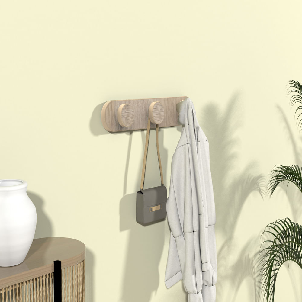 Perchero Pared 3 Ganchos 43X8X6 Cm Madera Blanco Casalivre - Easy