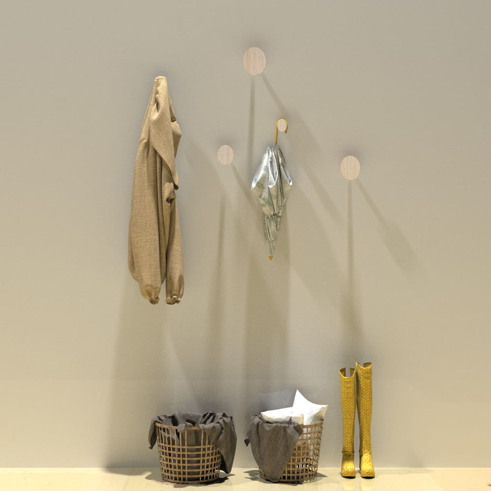 Perchero de Pared Redondo 30X16X13 Cm Madera Roble Casalivre - Easy