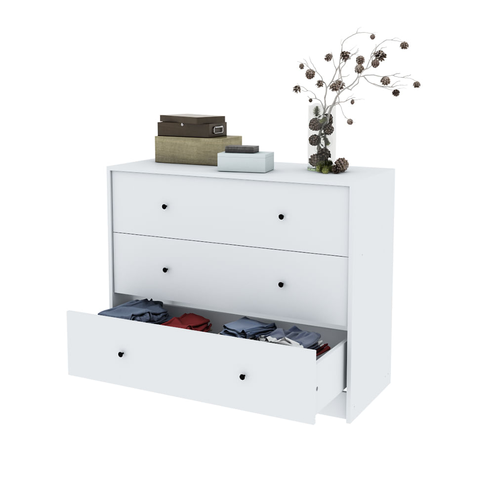 Cómoda 100x43x83 Cm Blanco 3 Cajones Libe Centro Estant - Easy