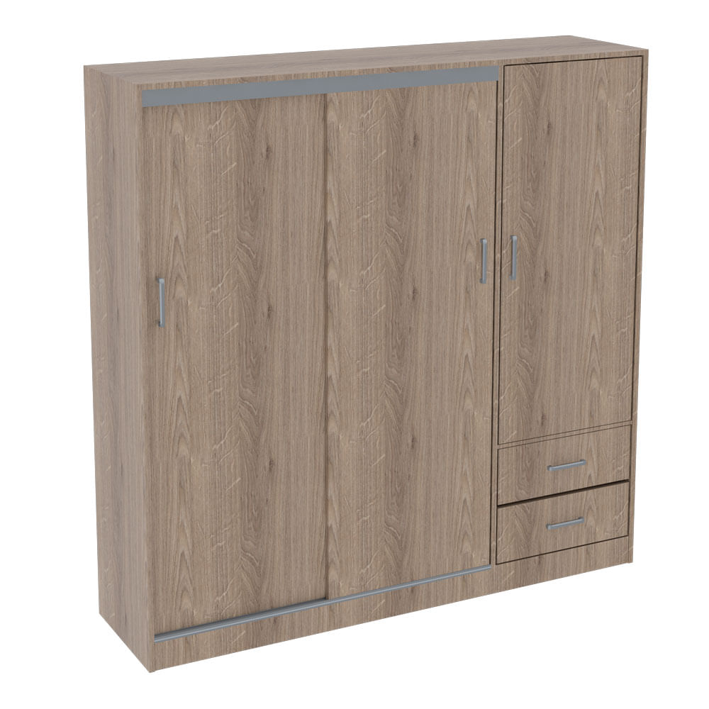 Placard 3 Puertas 183X47X182Cm Roble Denver Fiplasto - Easy