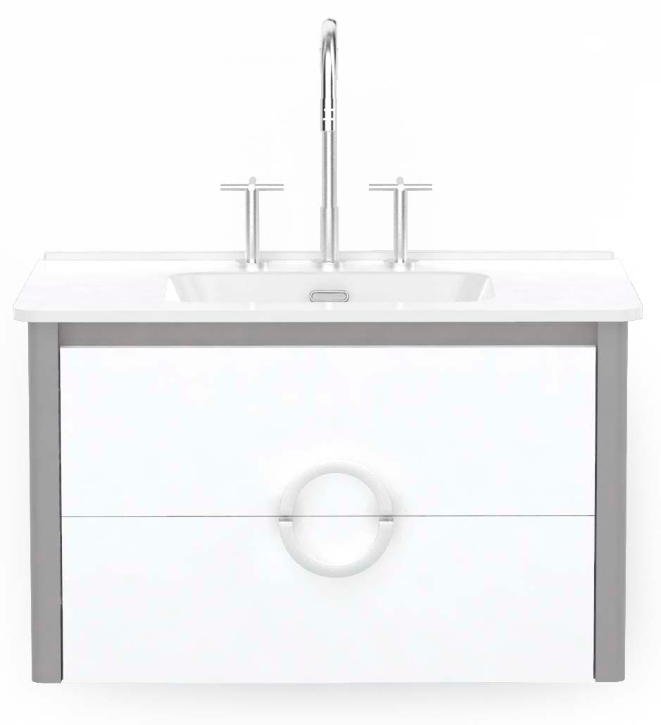 Vanitory Cajón Circle 60Cm Gris/Blanco 3 Agujeros - Easy