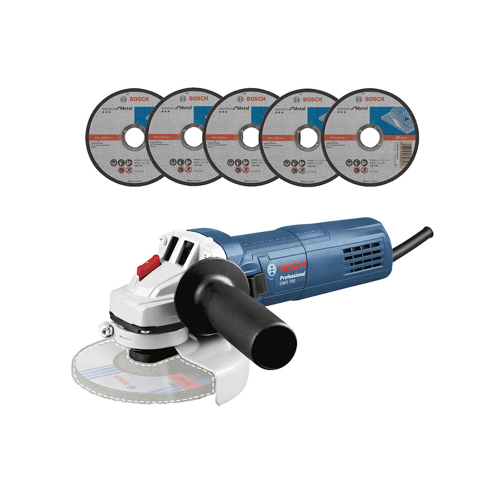 Amoladora Angular 115 Mm 710 W GWS 700 + 5 Discos Bosch - Easy