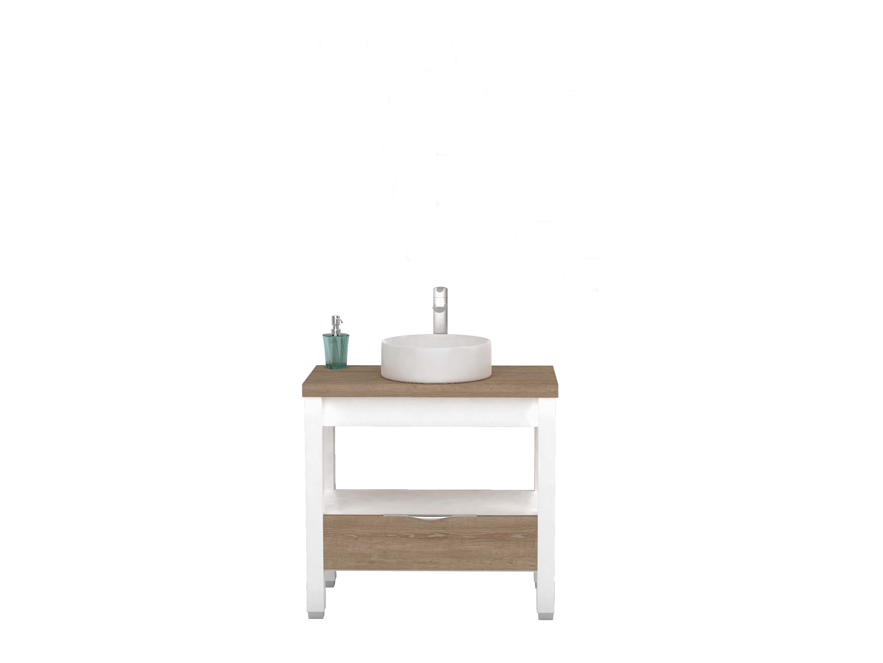 Vanitory Mueble Oak 60 Roble/Blanco Para Bacha Apoyo - Easy