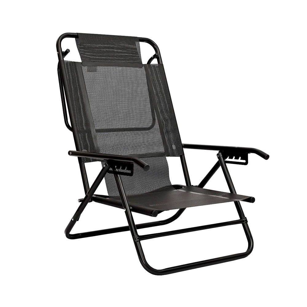 Reposera Playa Aluminio 58.5x34x80 Cm Negro Descansar - Easy