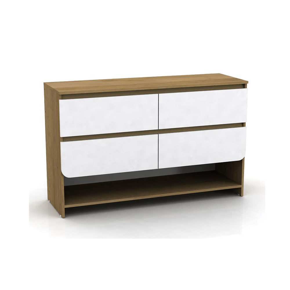 Cómoda 40x10x75 Cm Blanco/Roble Miel 4 Cajones Muebles Gacela - Easy