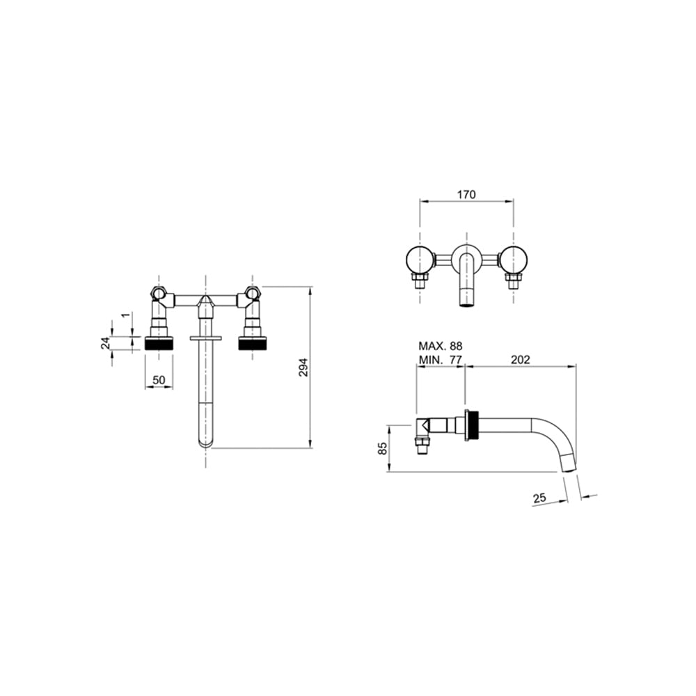Canilla Lavatorio de Pared Negro Fabric Peirano - Easy