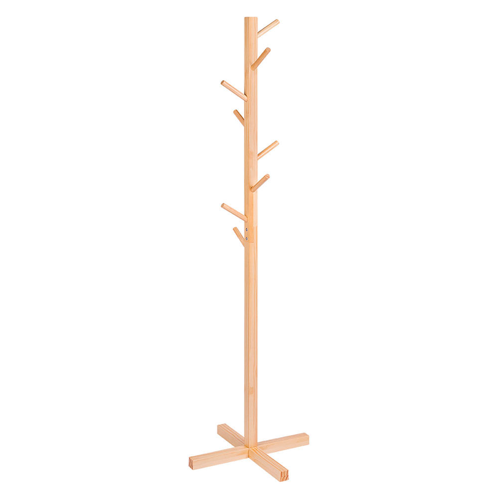 Perchero Vertical 8 Ganchos 157x45 Cm Madera Natural Cotidiana - Easy