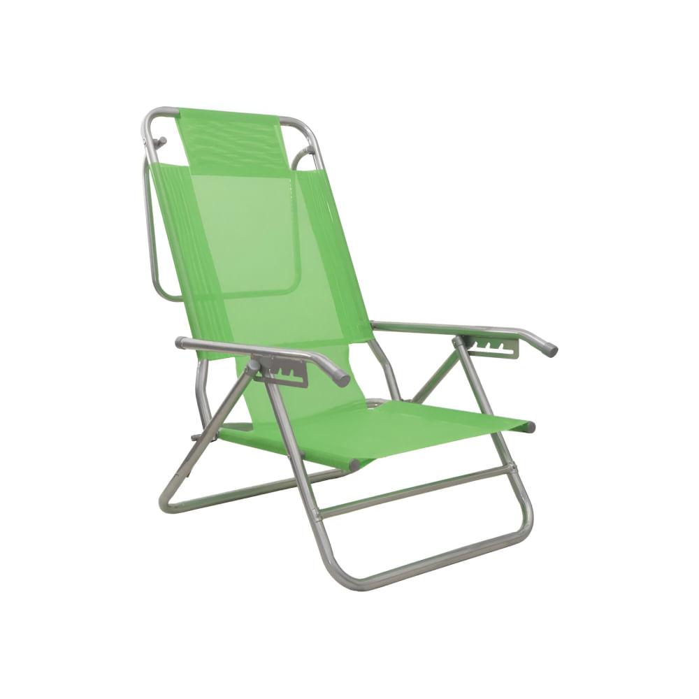 Reposera Aluminio 5 Posiciones Lona Verde Descansar - Easy
