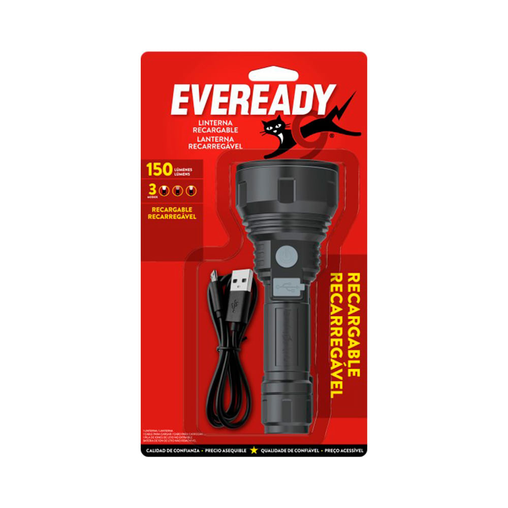 Linterna Recargable LED 150 Lumens USB Eveready - Easy
