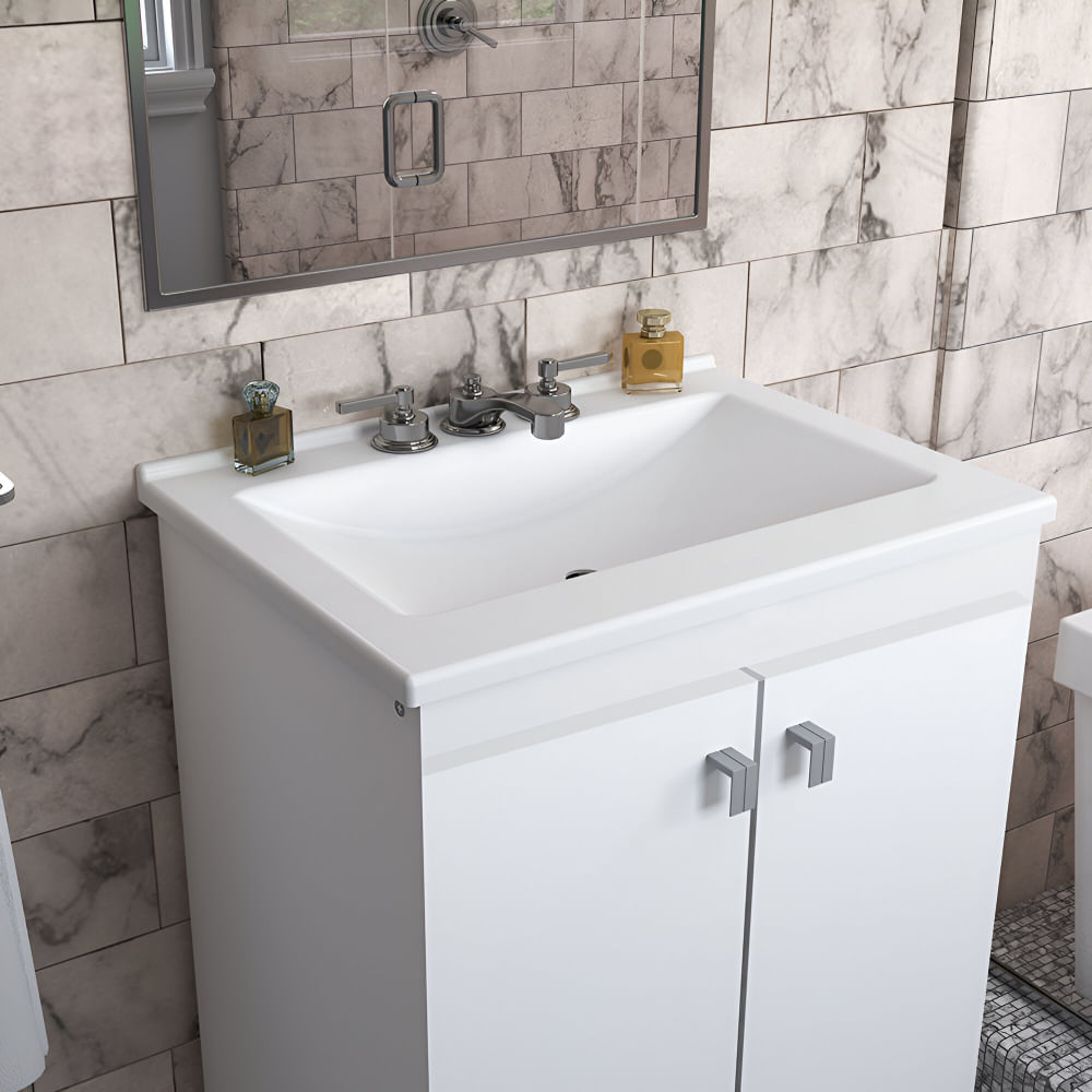 Vanitory 3 Agujeros 52x42x80 Cm MDP Blanco CV301 Durafort - Easy