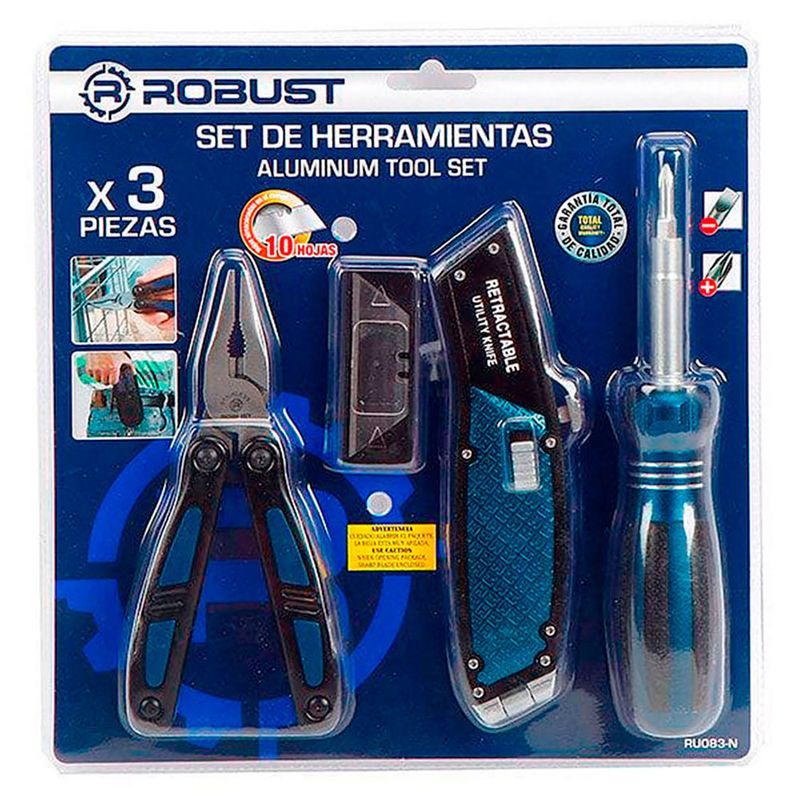 Set de Herramientas Manual 3 Piezas + Alicate y Destornilladores Robust ...