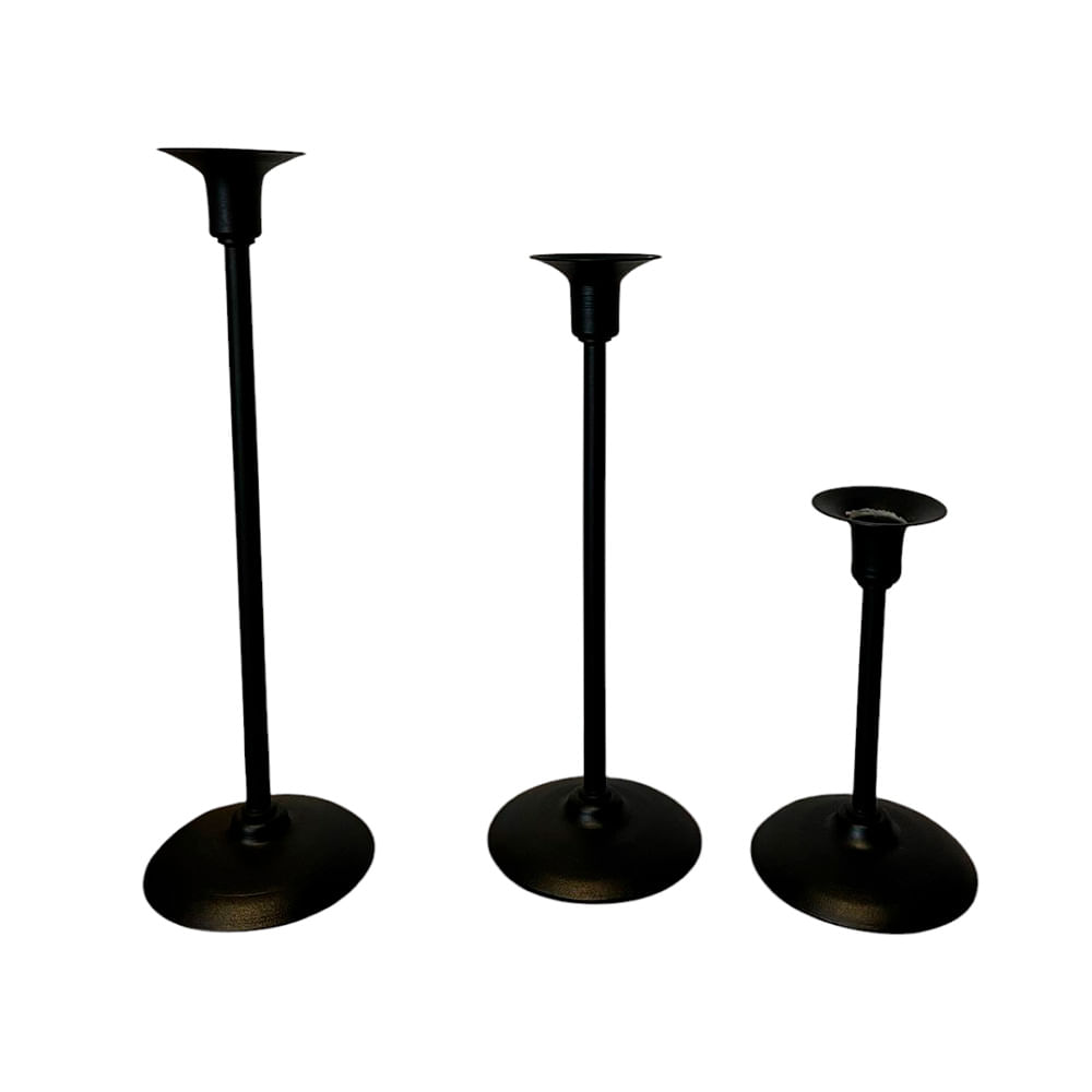 Set 3 Candelabros De Chapa Negros Elkas - Easy