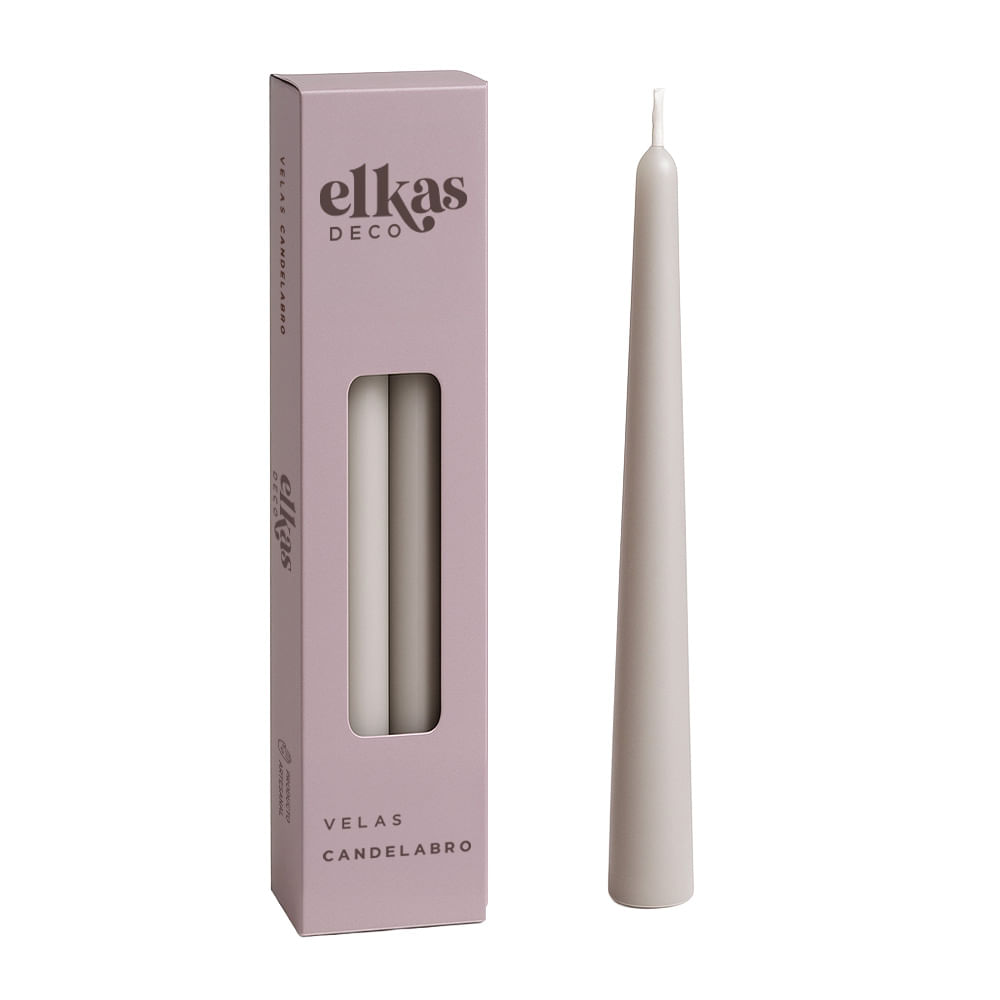 Velas Candelabro Blanco Marfil 25 Cm Cera de Soja x2 Un Elkas - Easy