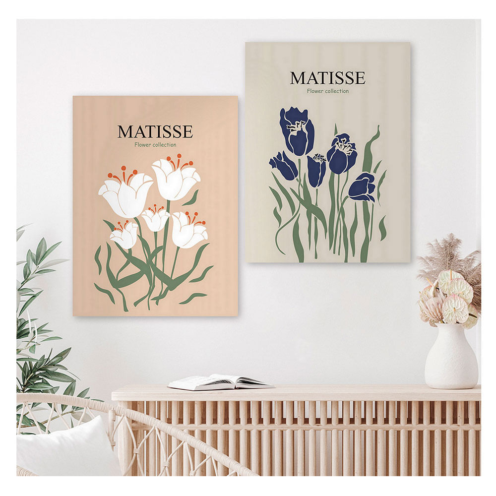 Cuadro Matisse Flores Beige/Azul 40x30 Cm M+Design - Easy