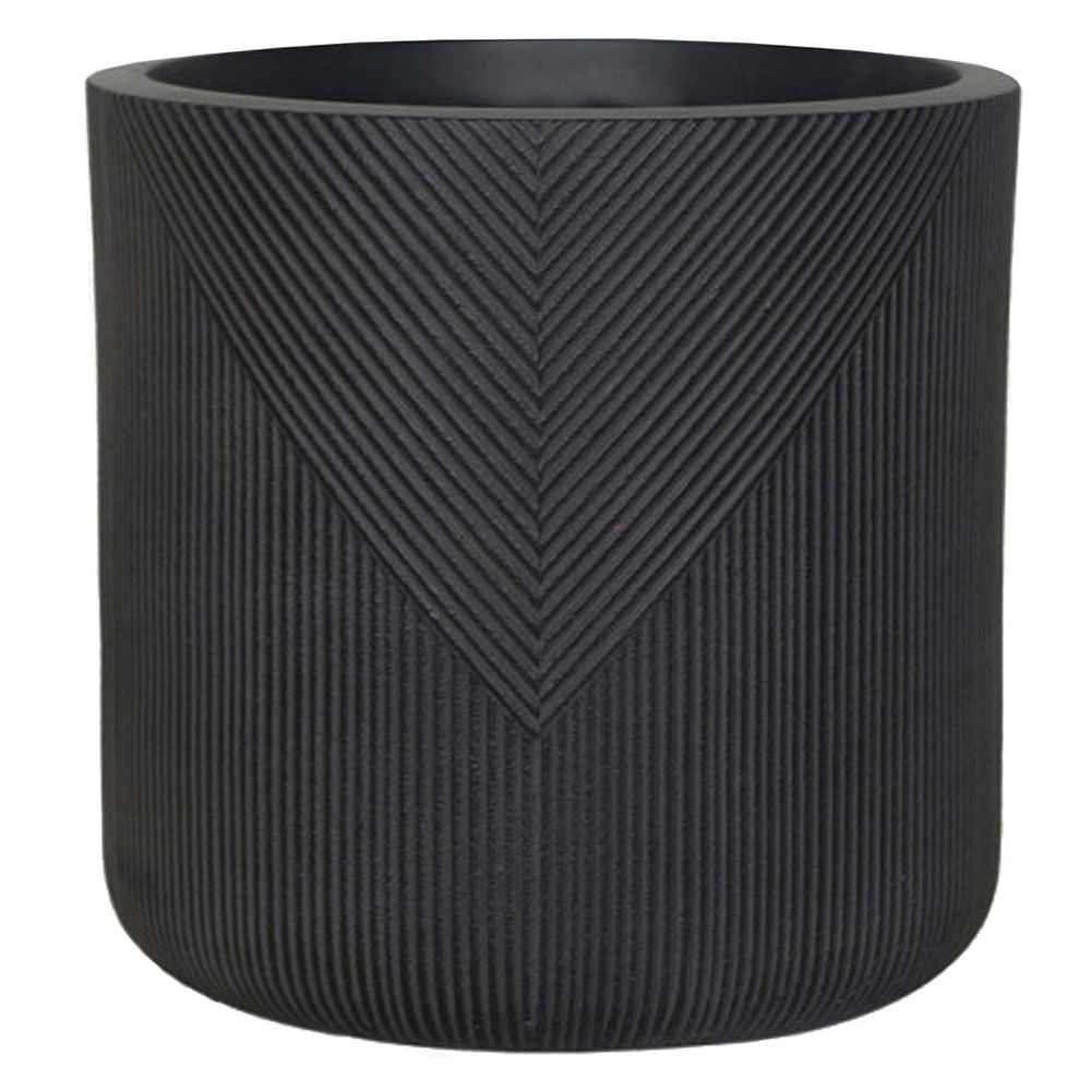 Maceta Fiber Clay 24 Cm Negro Stripe Geo Outzen - Easy