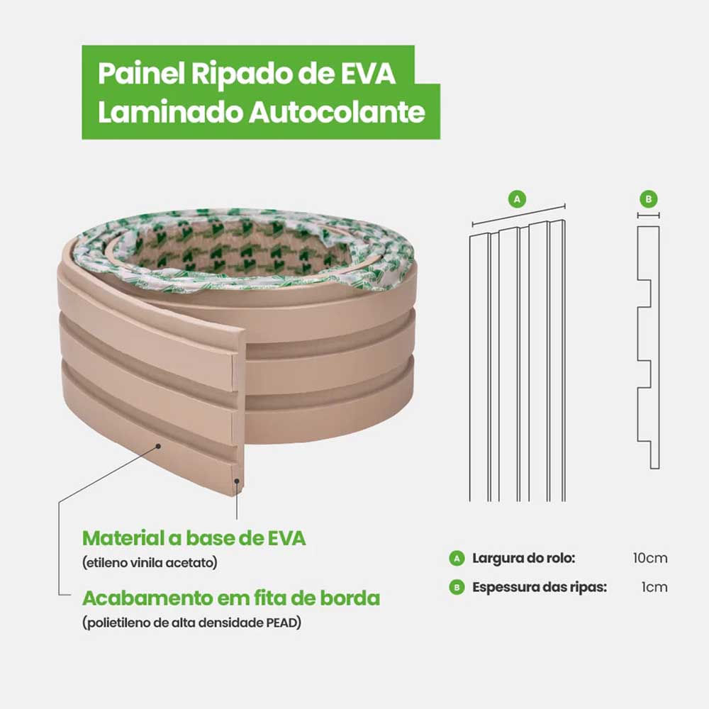 Revestimiento Varillado Autoadhesivo Crema 10Cm X 2.5 Mts Meu Rodape - Easy