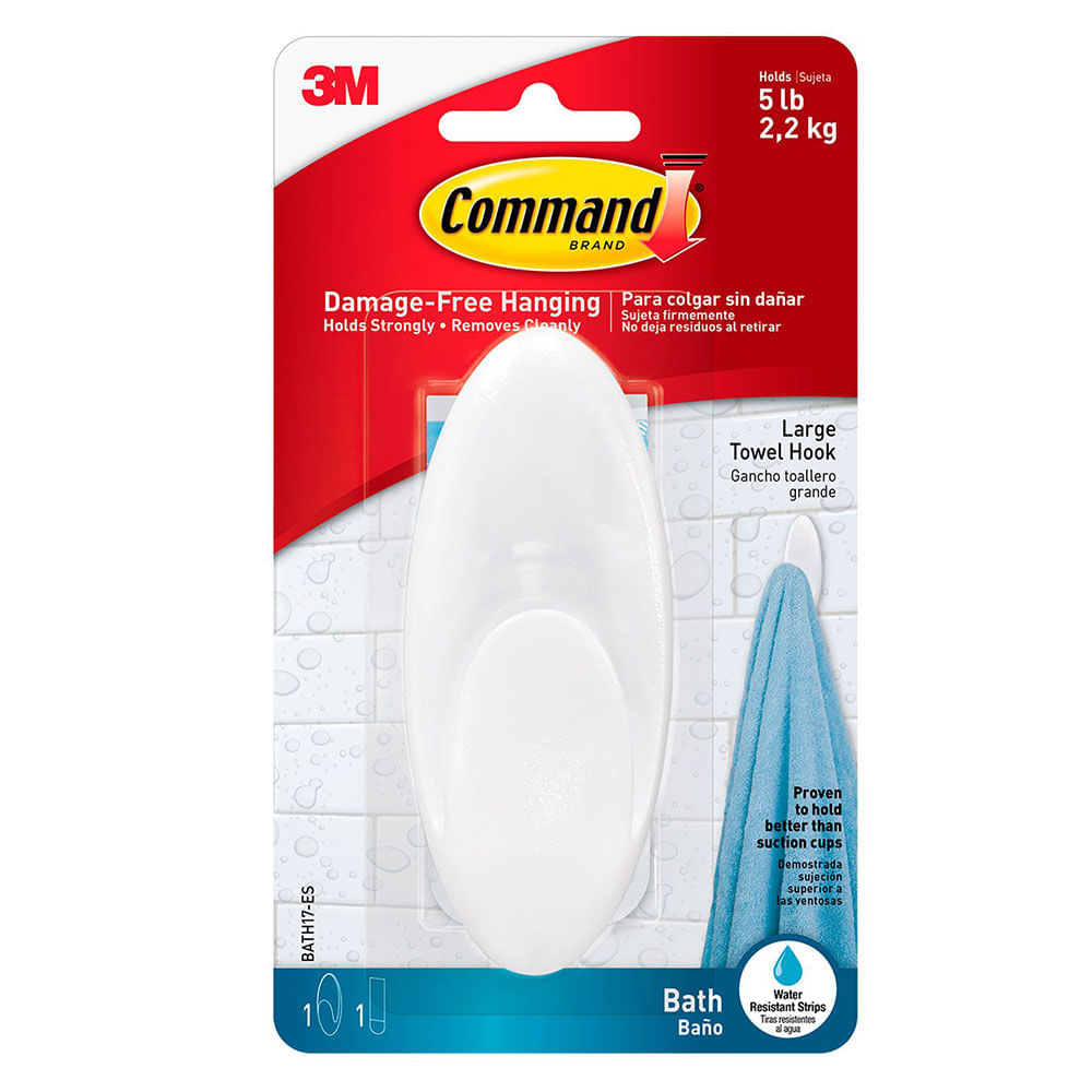 Gancho Plástico Adhesivo Baño 4,2x17,1x9,8 Cm Blanco Command - Easy