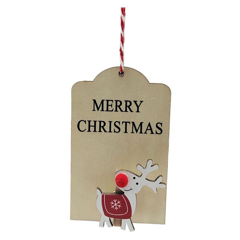 Adorno Navideño Tag Reno Madera 10.5x6 Cm M+Design - Easy