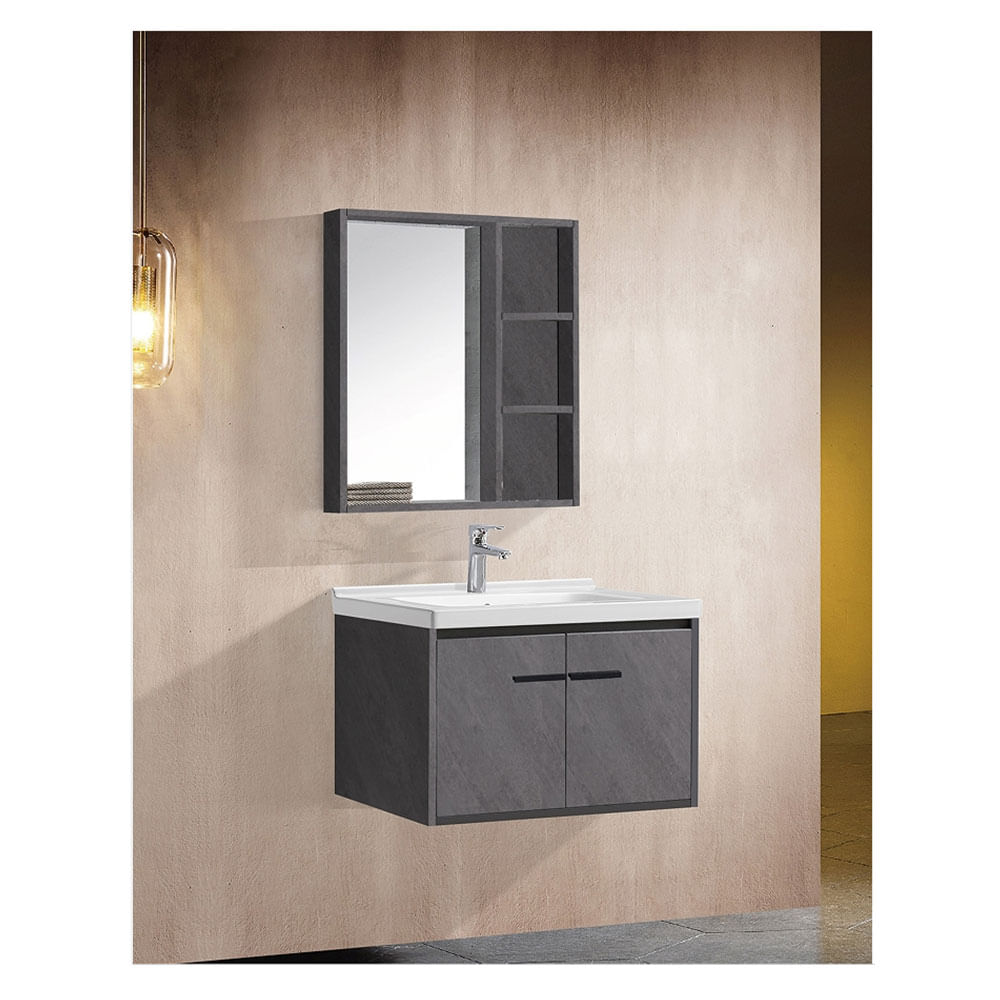 Vanitory 2 Puertas 70x60 Cm Madera Terciada Gris Greta II Vessanti - Easy