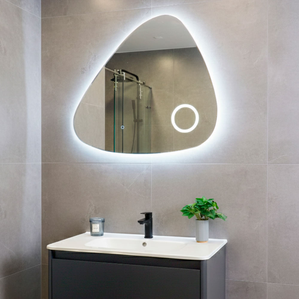 Espejo Decorativo LED 80x80 Cm Gris Irregular Curve Vessanti - Easy