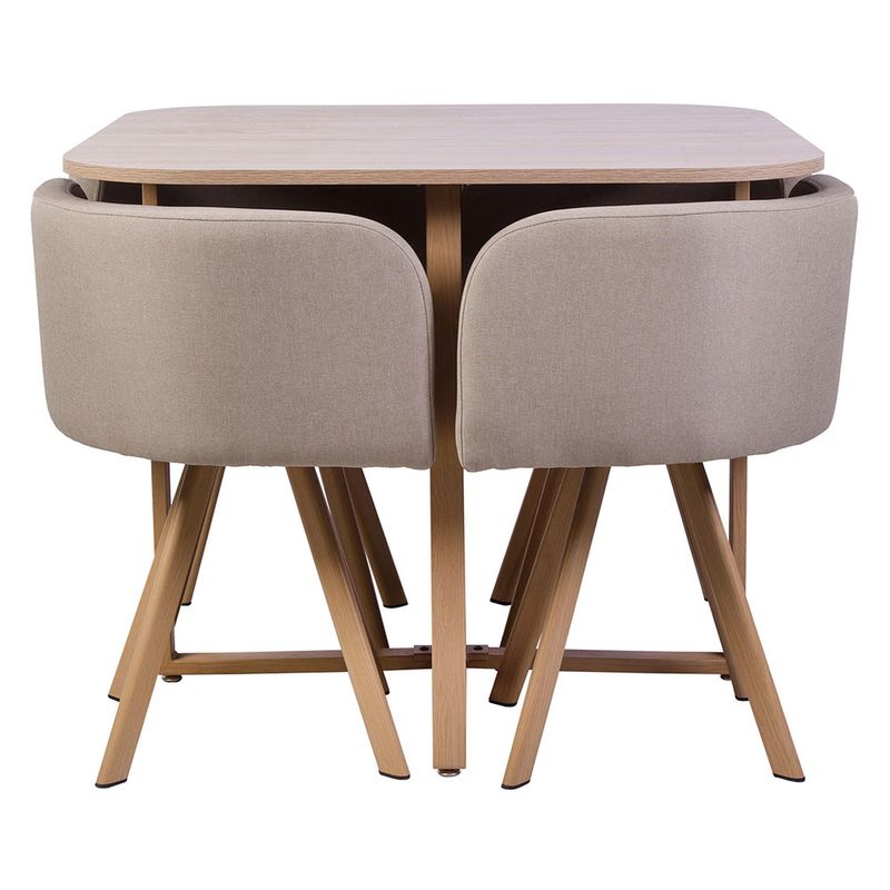 Comedor Metal/MDF 4 Sillas+Mesa 90x73x90 Cm Beige M+Design - Easy