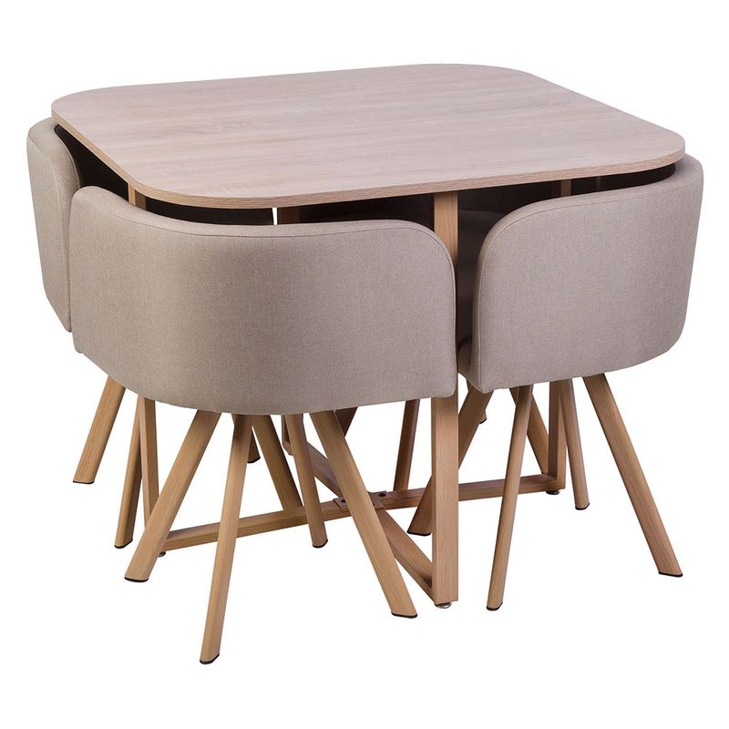Comedor Metal/MDF 4 Sillas+Mesa 90x73x90 Cm Beige M+Design - Easy