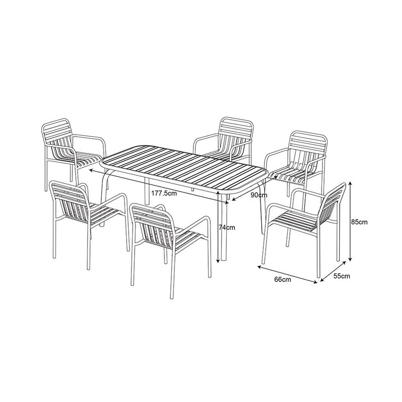 Comedor Aluminio 6 Personas Sabrán Outzen - Easy
