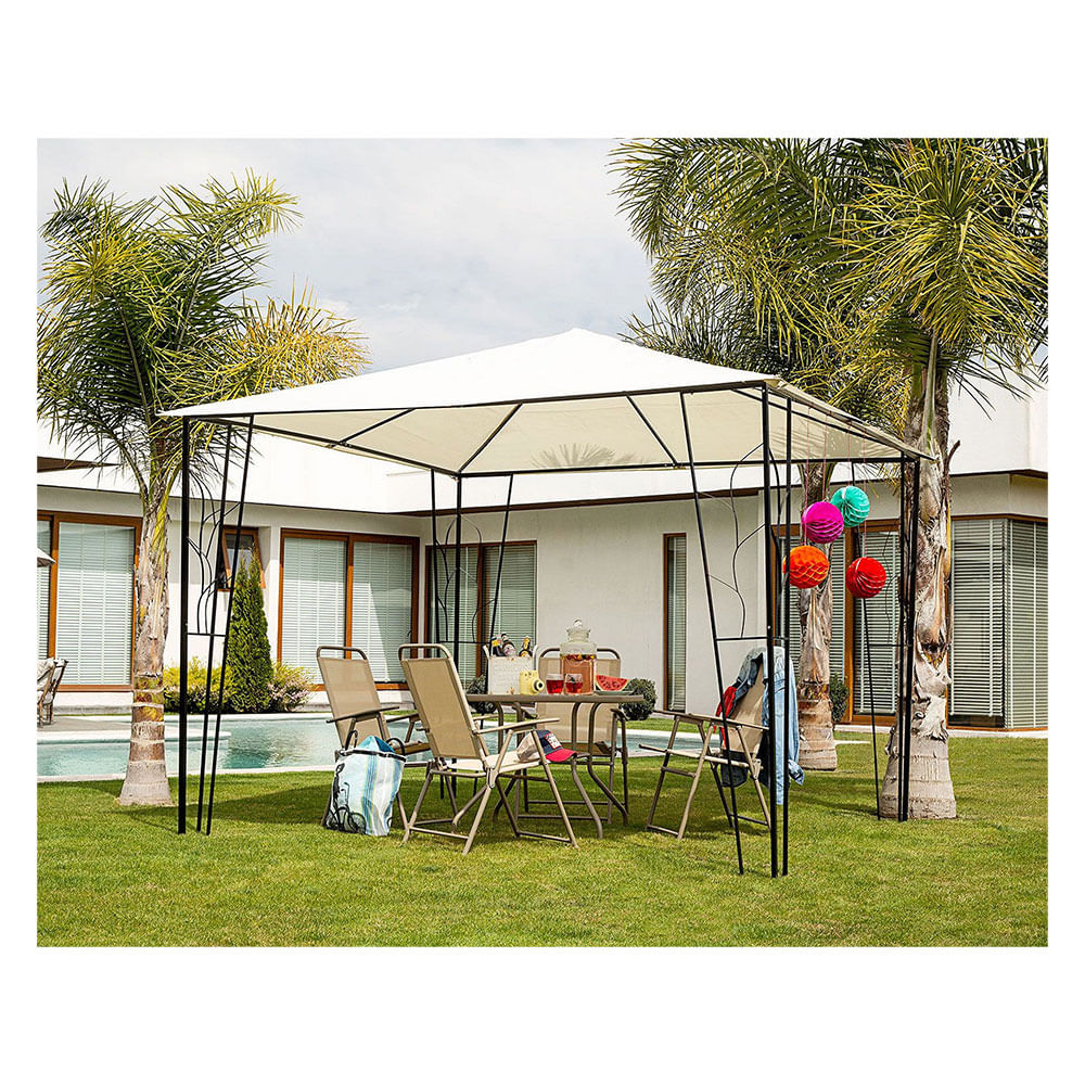 Pérgola Rafia y Hierro 3x3 Mts Crudo Outzen - Easy
