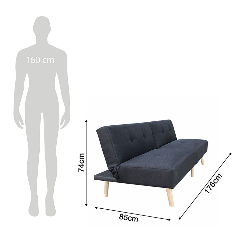 Futón 176x85x74 Cm Negro Alexa M+Design - Easy
